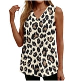 Enjoytime Womens Tank Tops Printed V-Neck Sleeveless Shirts Summer ...