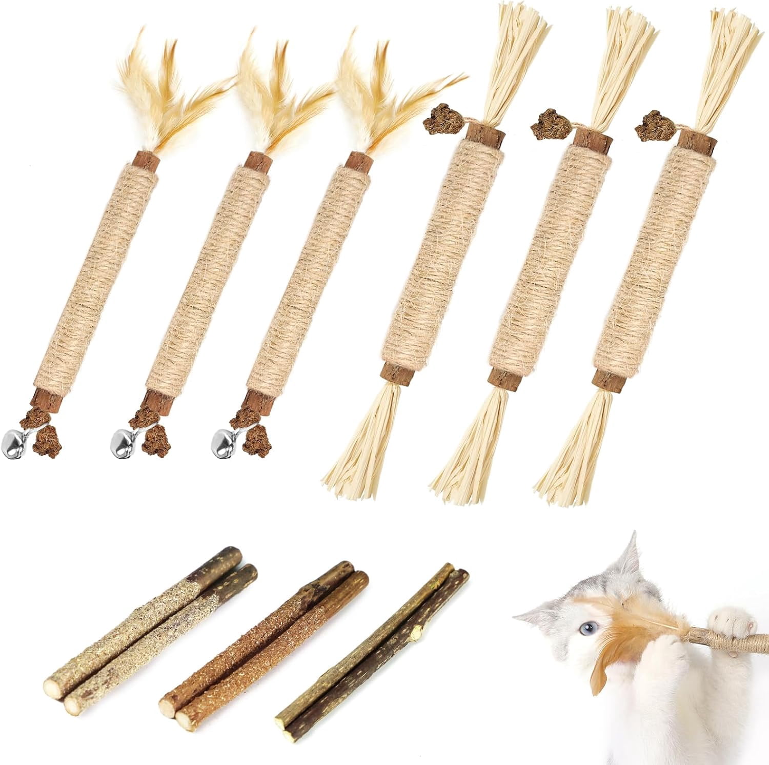 Enkarl Catnip Toys Silvervine Sticks - 12Pack Natural Cat Chew Toys for ...