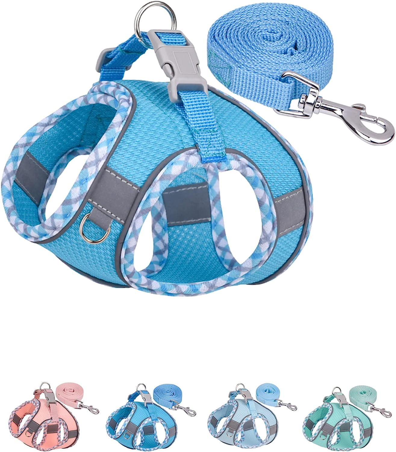 Enkarl Dog Harness (Blue, L) - Jacquard Mesh, Velcro Design, Reflective ...