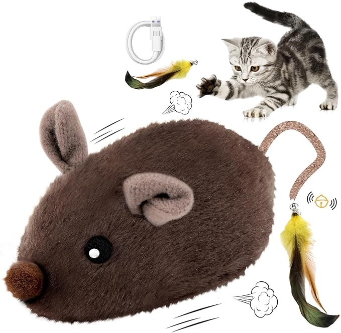 Enkarl Interactive Cat Toys Mouse for Indoor Cats Rechargeable LED Cat ...