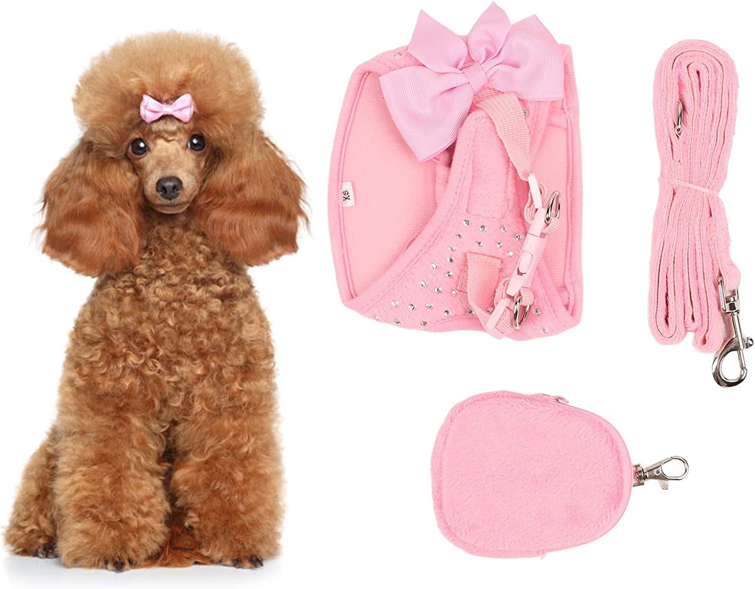 Enkarl Pet Dog Cat Walking Harness Jacket, Dog Harness Leash Cute Bow ...