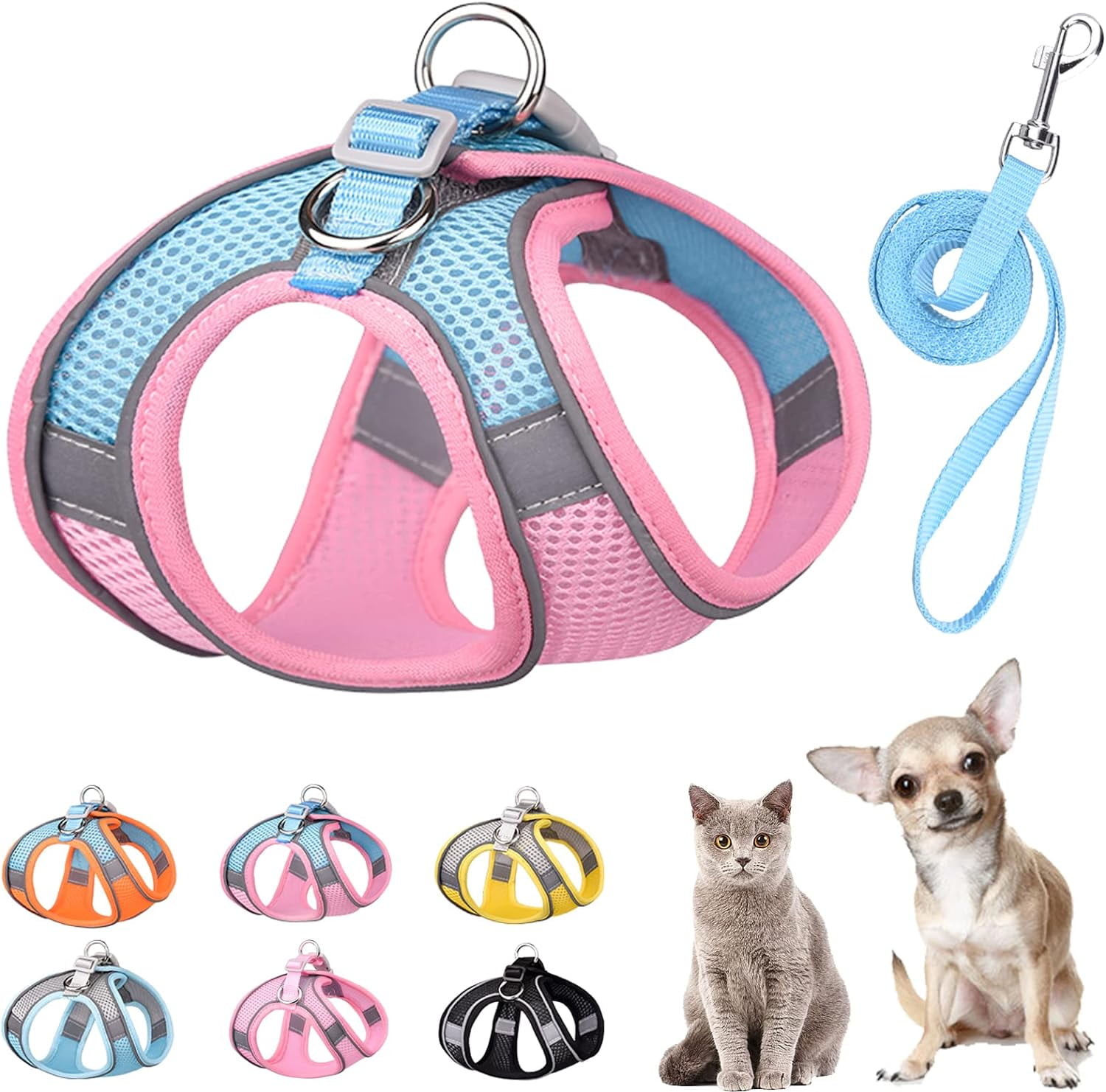 Enkarl Soft Small Dog Harness and Leash Set Step in Air Mesh Puppy ...