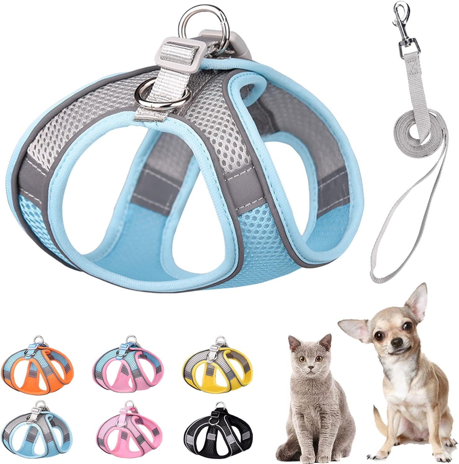 Enkarl Soft Small Dog Harness and Leash Set Step in Air Mesh Puppy Harness Leash Easy Walk Dog ...