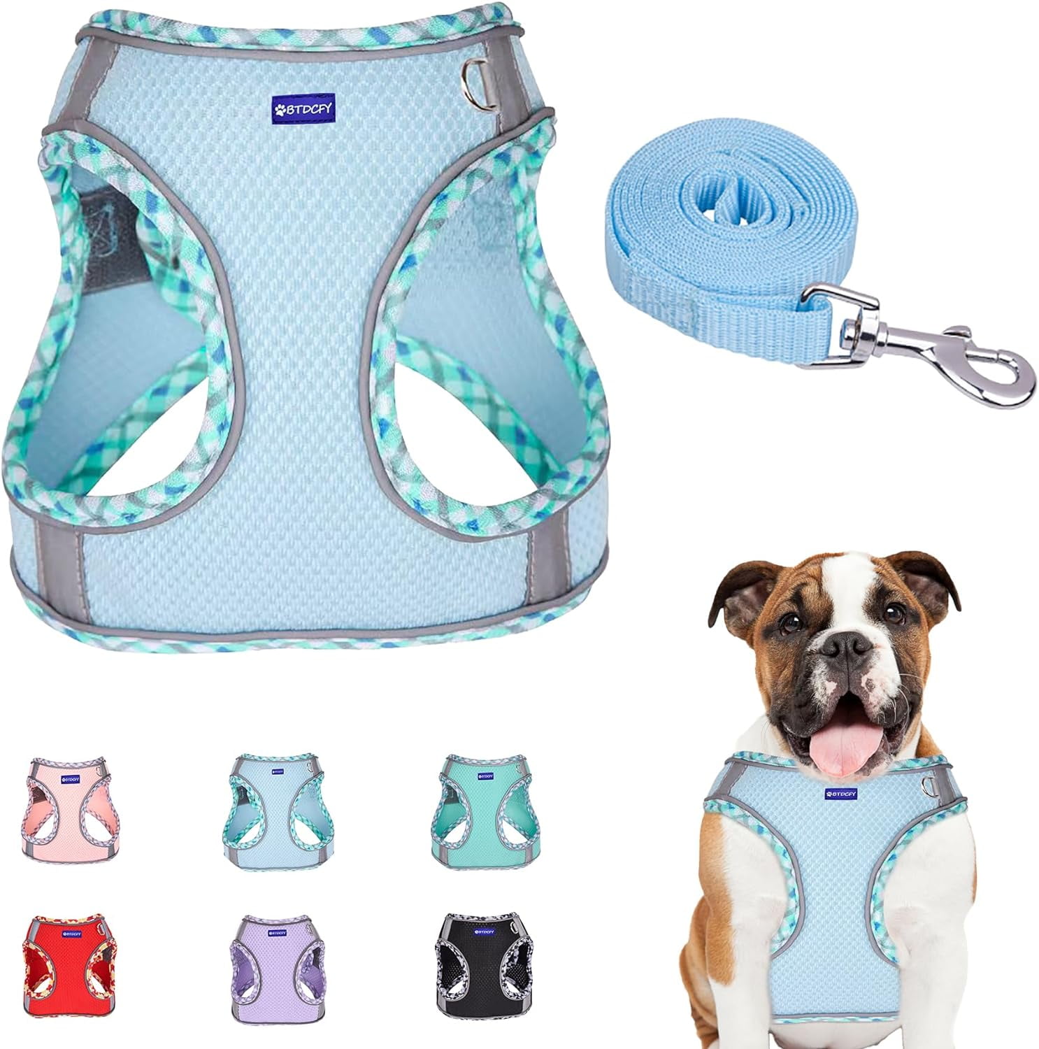 Enkarl Step in Mesh Dog Harness and Leash Set Breathable Air Mesh ...