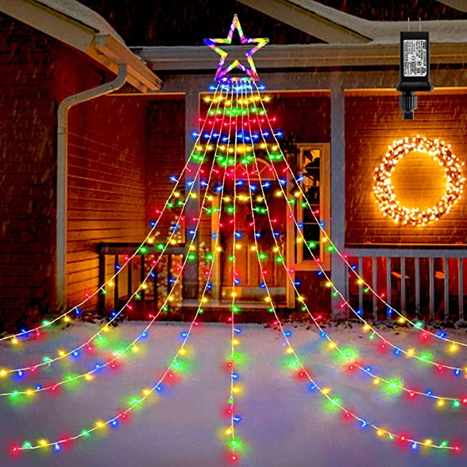 Enkey Outdoor Christmas Decorations, 350 LEDs Christmas Lights with 9 ...