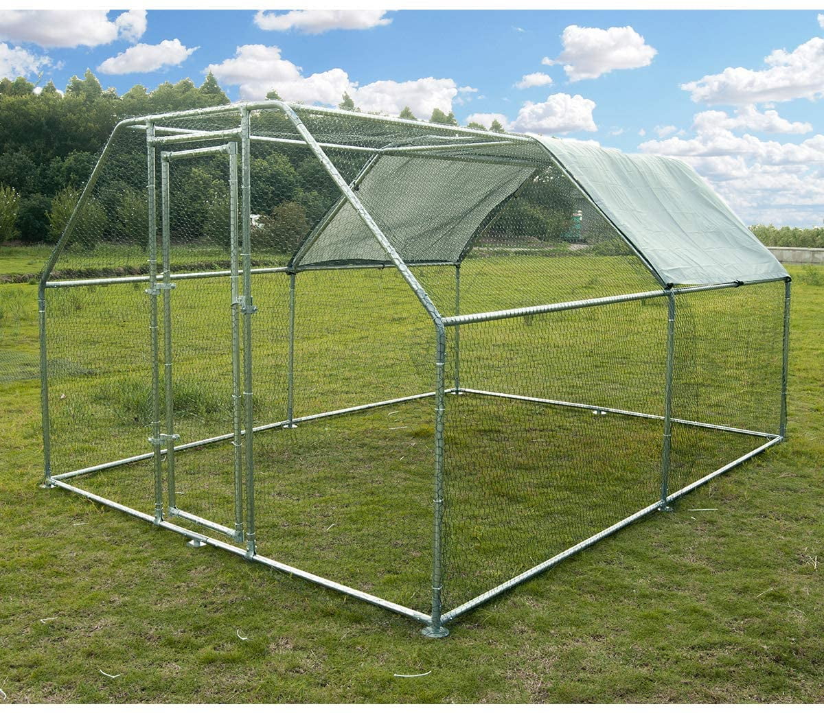 Enlarged Thicken Metal Chicken Coop Walk-in Poultry Cage House ...