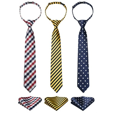 Satin Solid 9 COLORS Clip on Long Necktie Boy Formal Suit S-4T, 5-7, 8 ...