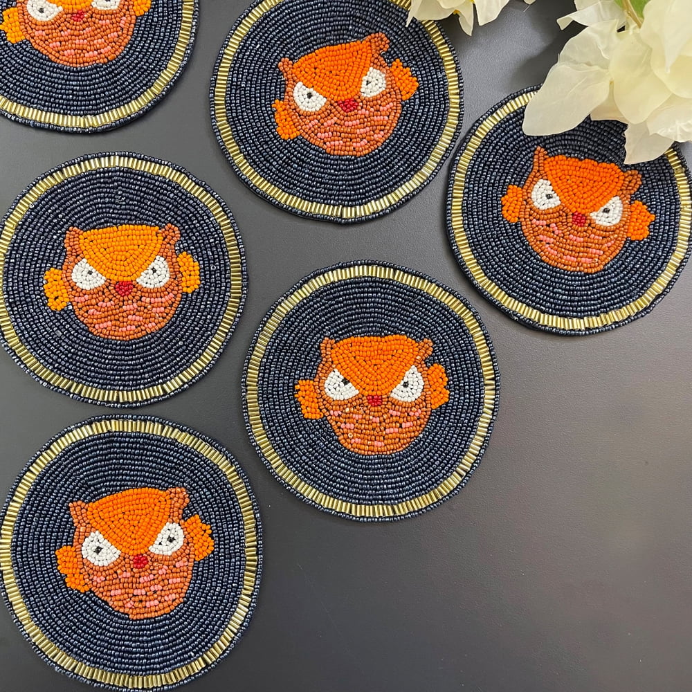 Enliven, Set of 6 coasters, Clover Leaf / Shamrock beaded drink ...