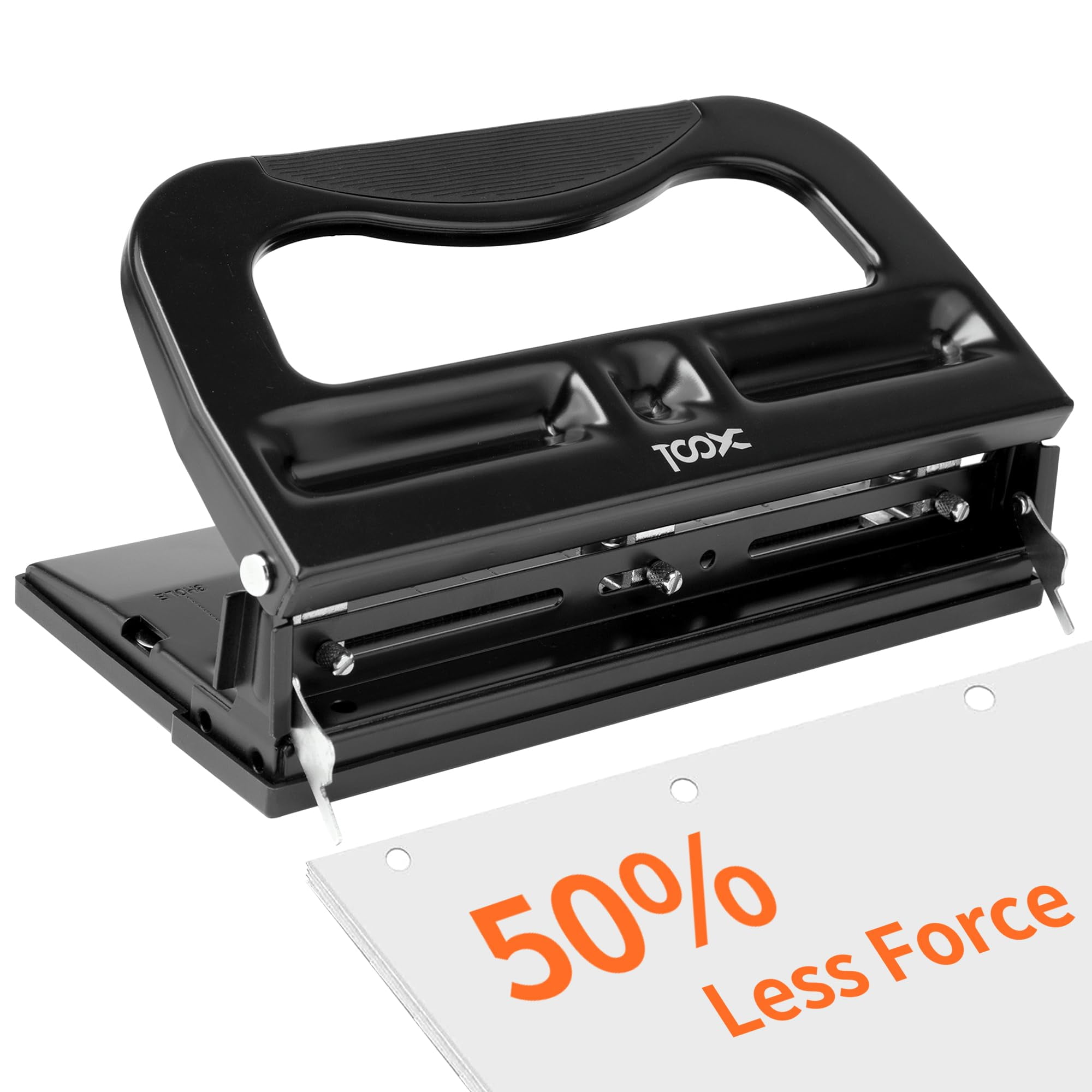 XOOL Heavy Duty 3 Hole Punch, Adjustable 2-3 Holes, 40 Sheet Desktop ...