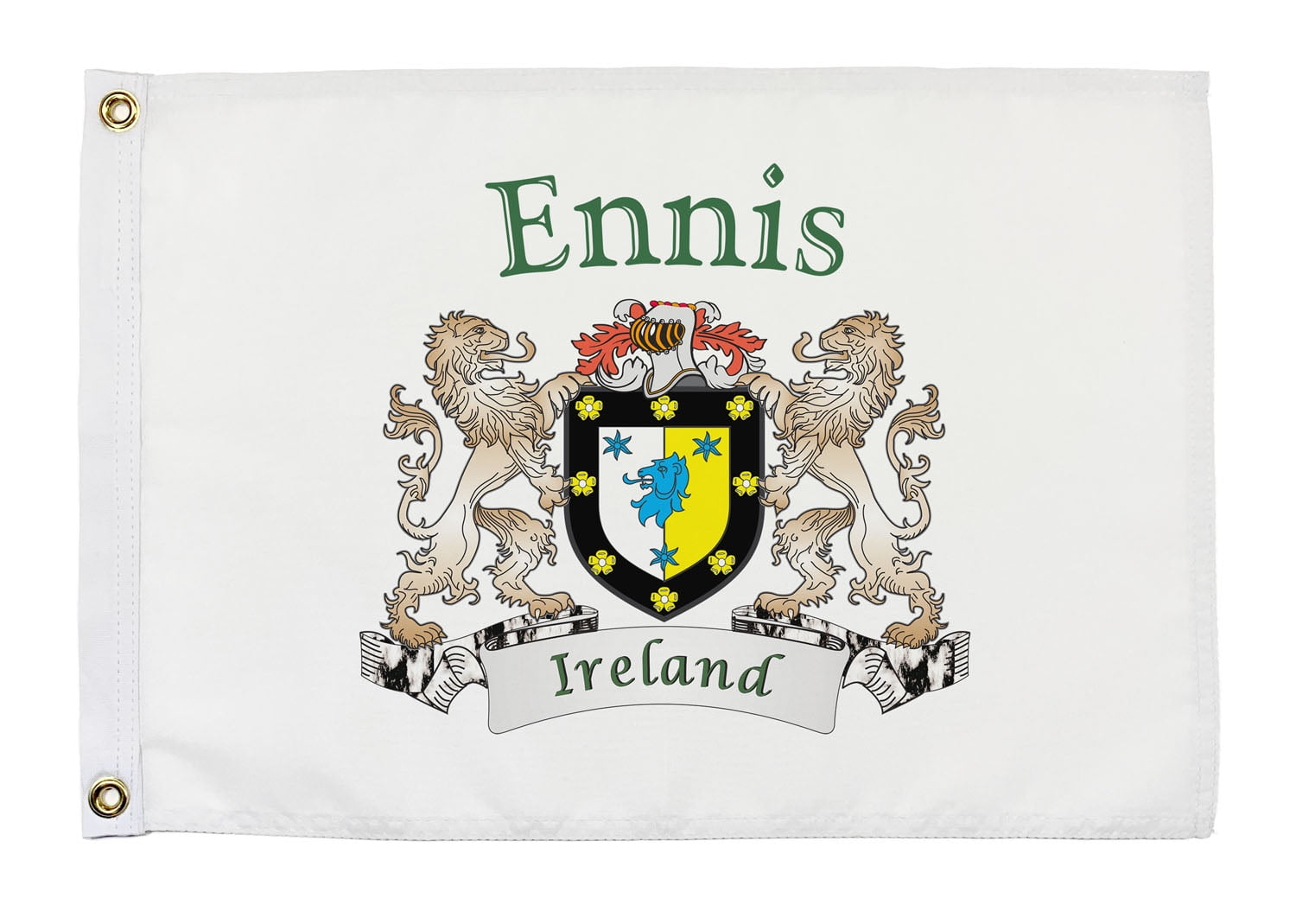 Ennis Irish Coat of Arms Small White Flag - 16"x10.5" inches - Walmart.com