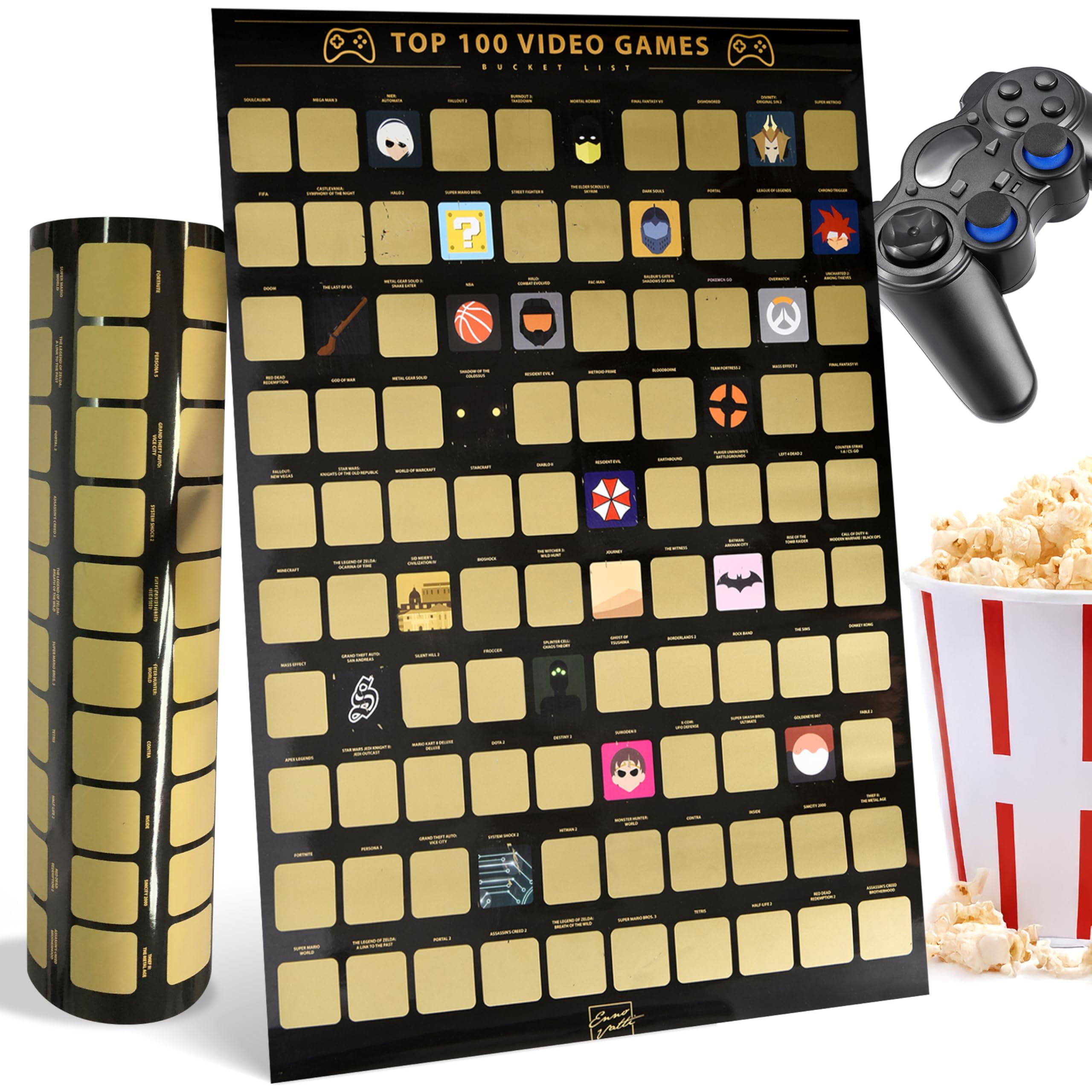 Enno Vatti Top 100 Video Games Bucket List Scratch Poster - Modern ...