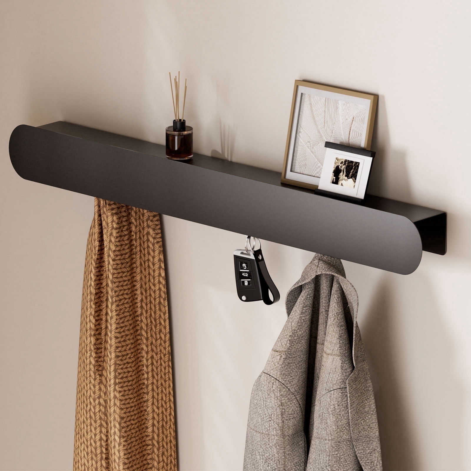 Enogets Wall Mount Coat Rack, 6 Hidden Hooks & Storage Organizer for ...