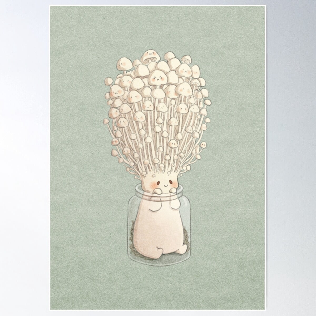 Enoki Mushroom Poster Wall Art, Modern Wall Decor For Living Room ...