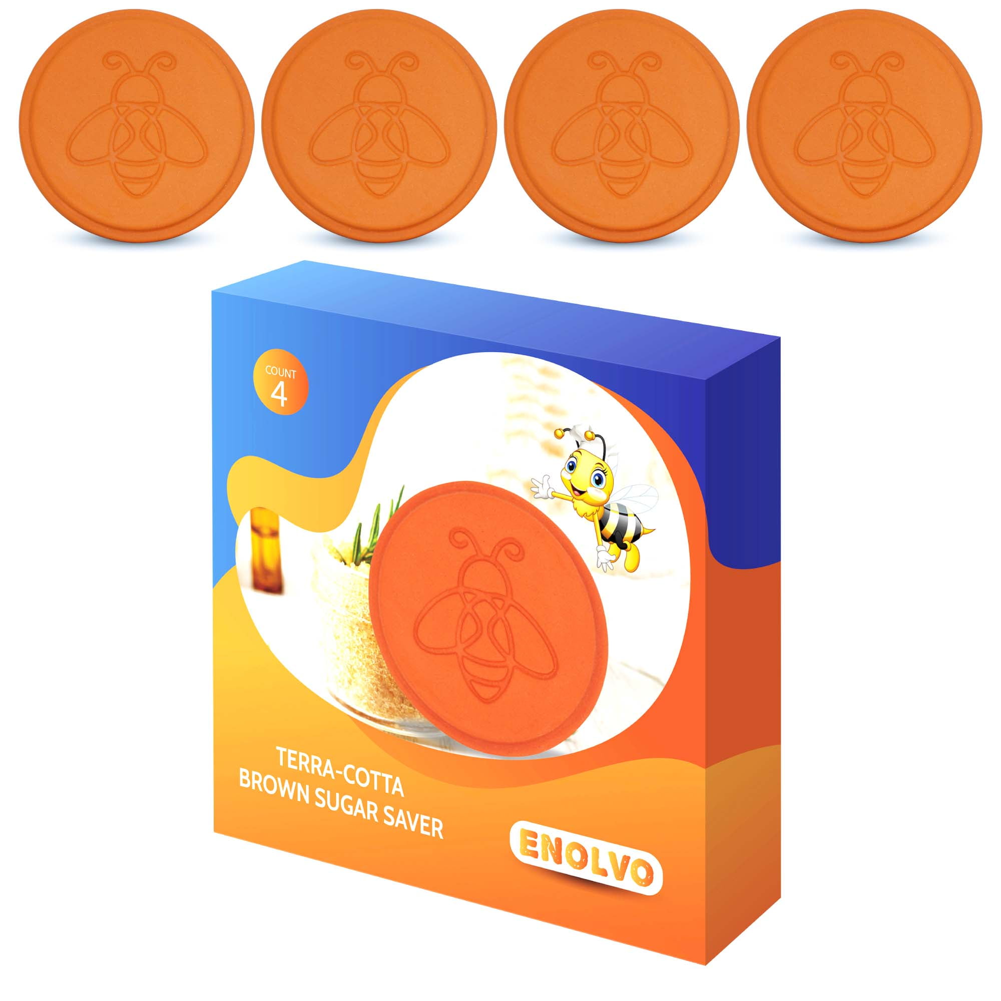 Enolvo Terra Cotta Brown Sugar Keeper and Softener - 4 Count Box for ...