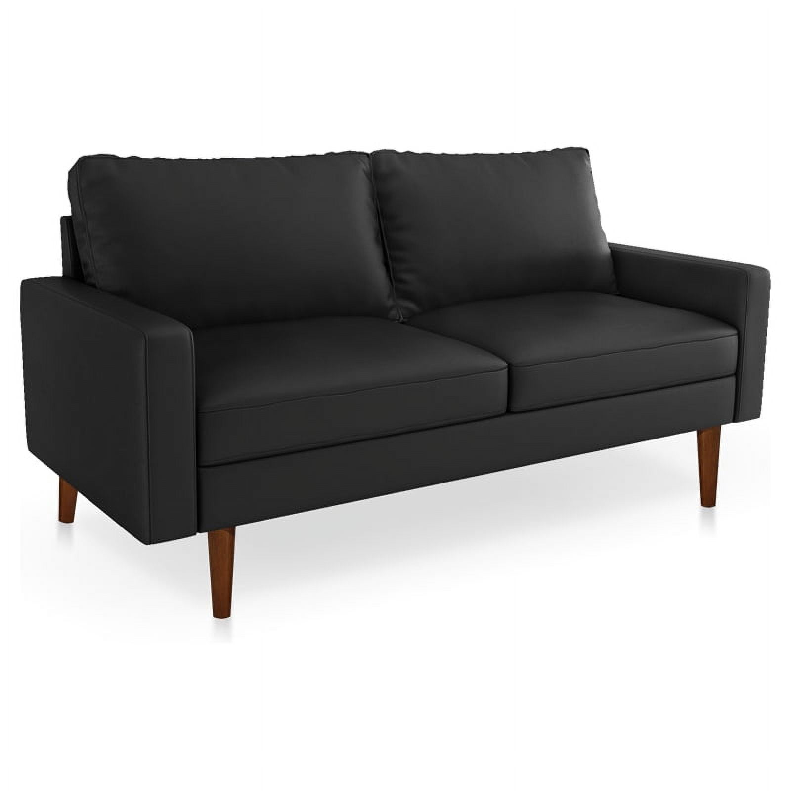 Enor Furniture Brjann 70" Square Arm Modern Vegan Faux Leather Sofa in ...