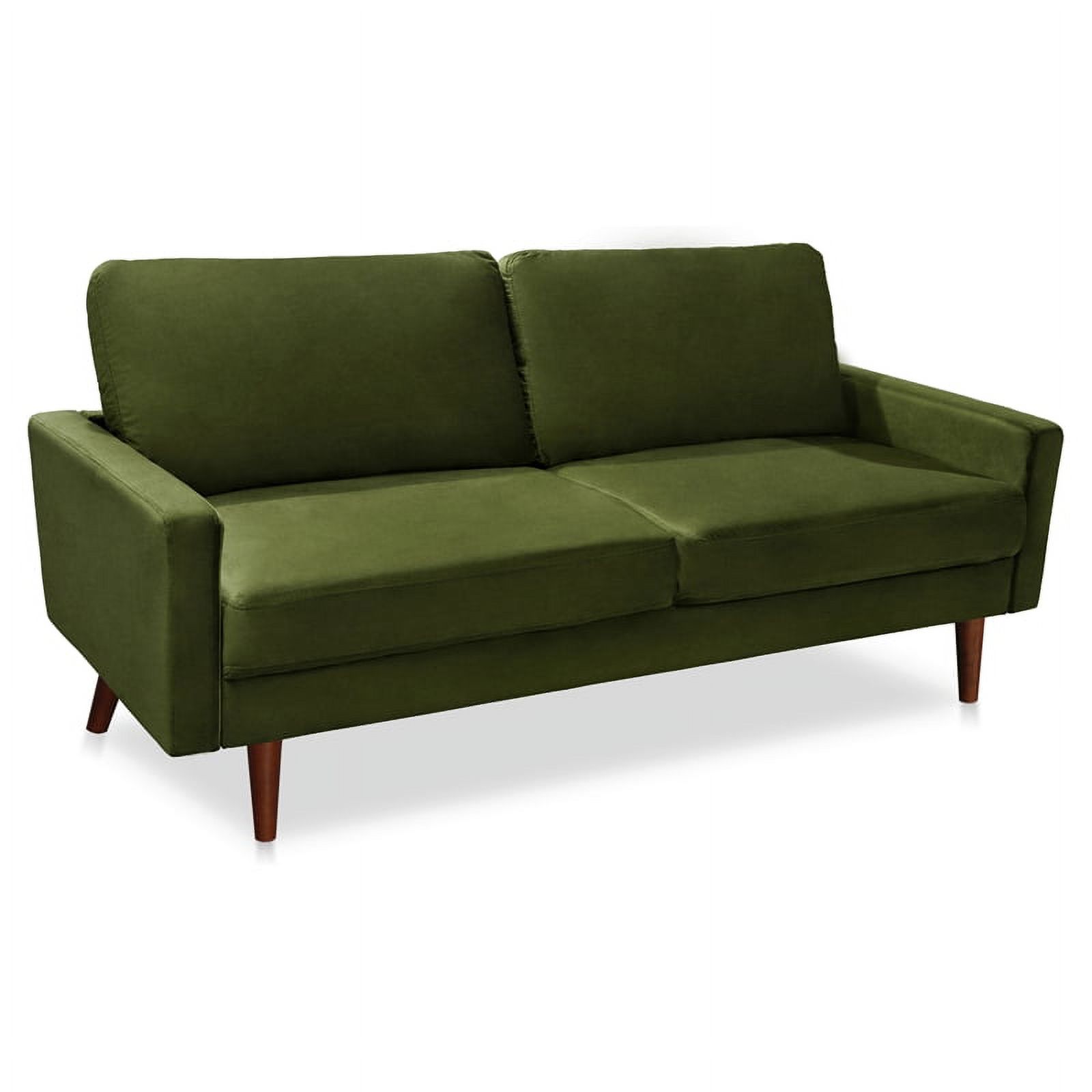 Enor Furniture Fieldstone 70" Square Arm Modern Velvet Sofa in Olive ...