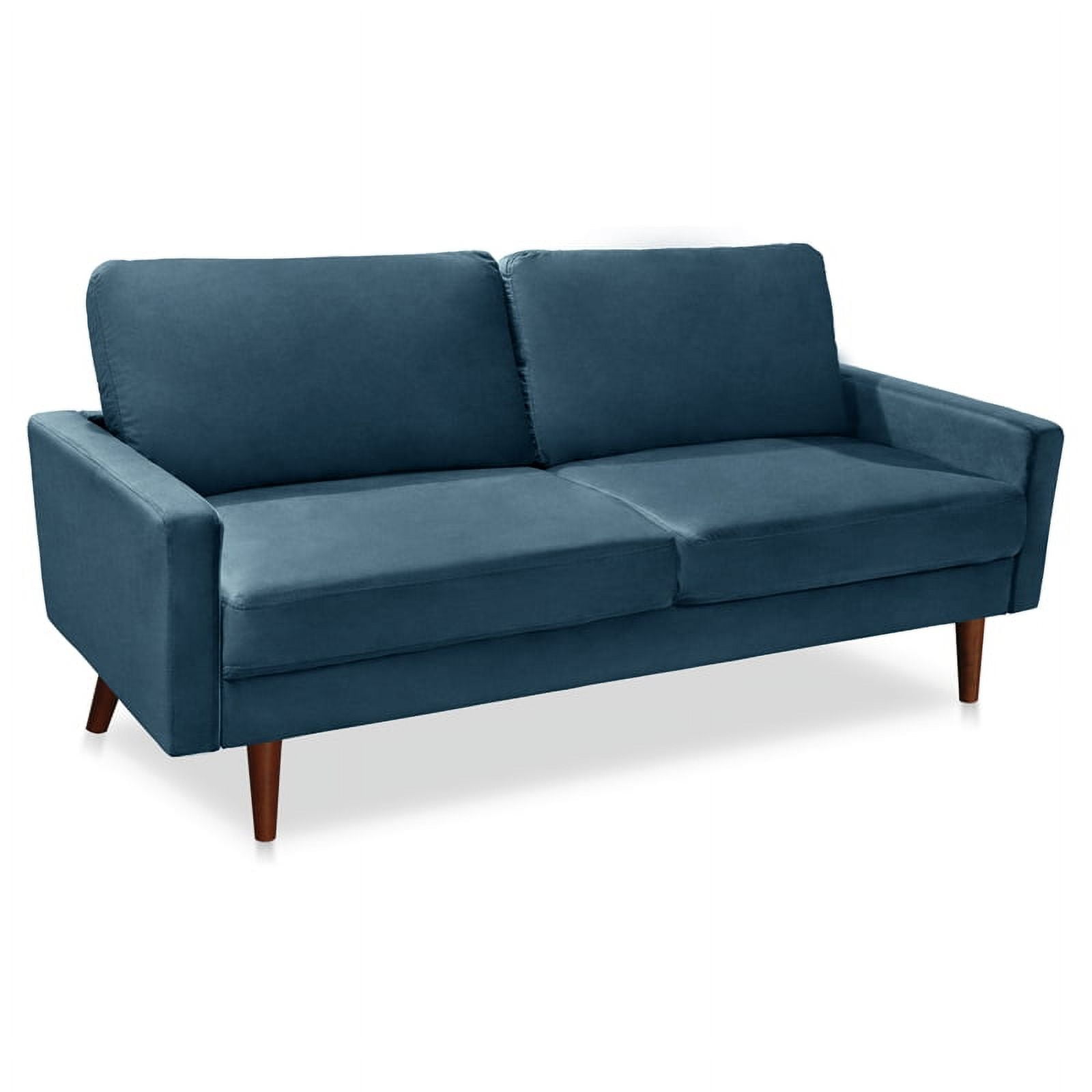 Enor Furniture Fieldstone 70" Square Arm Modern Velvet Sofa in Prussian ...