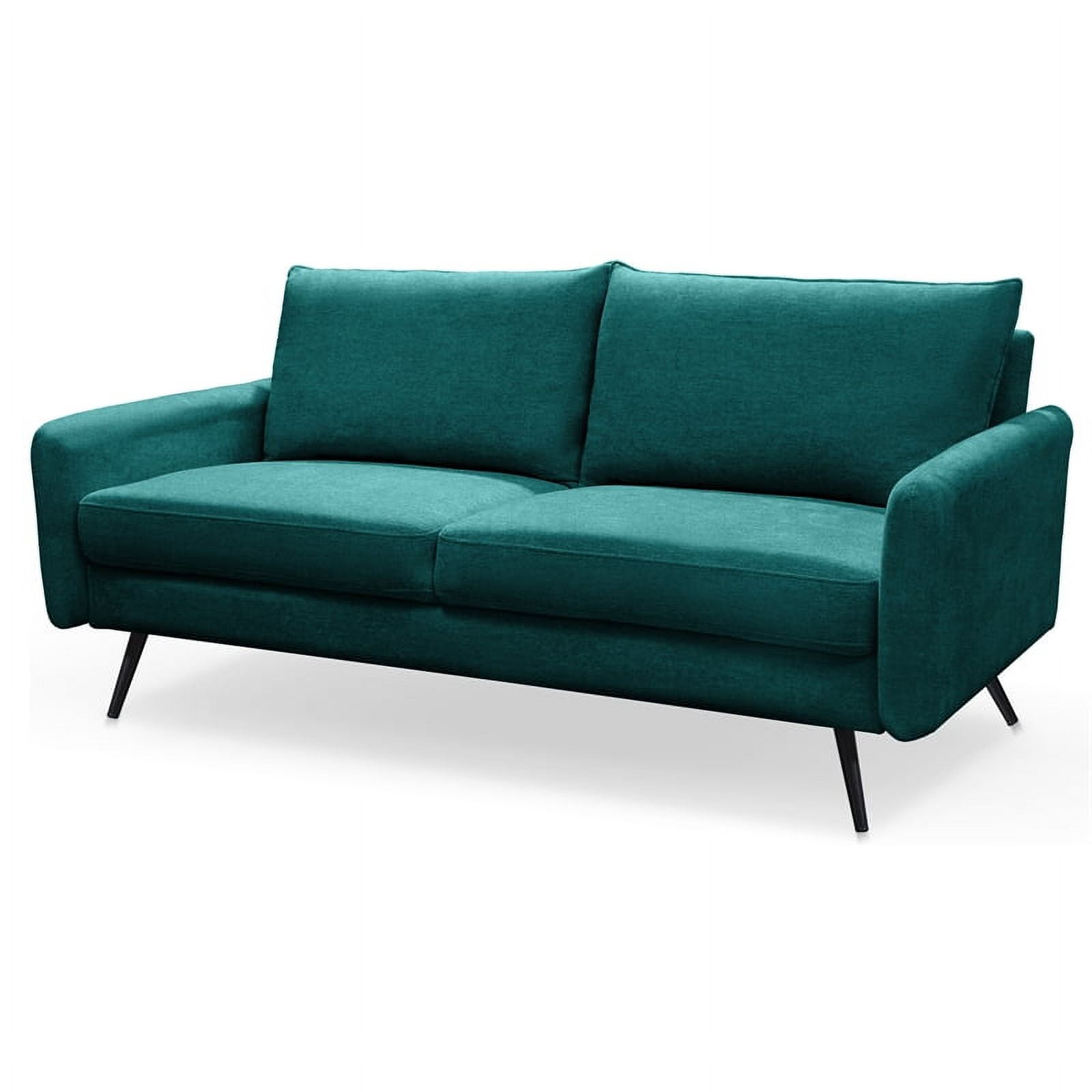 Enor Furniture Hampshire 70" Round Arm Modern Fabric Sofa in Teal Blue ...