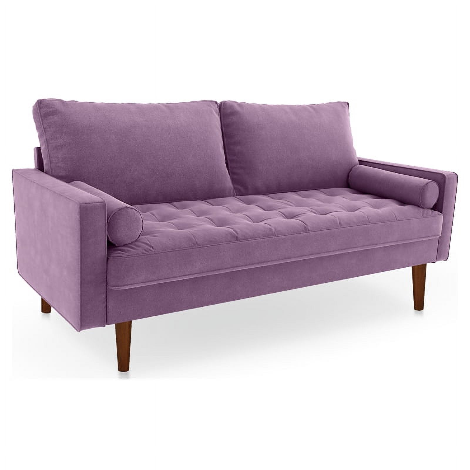 Enor Furniture Jaiden 70" Square Arm Modern Velvet & Wood Sofa in ...
