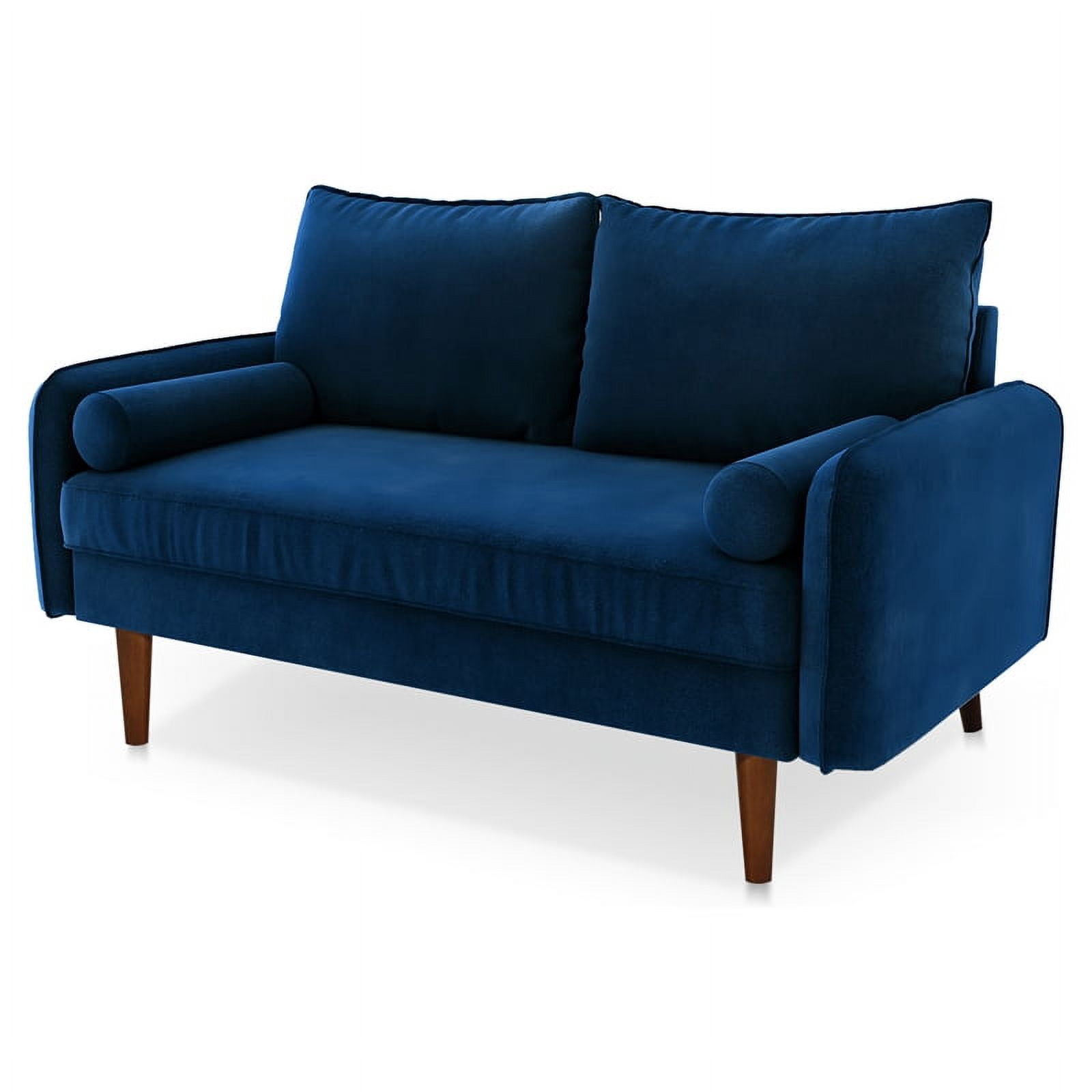 Enor Furniture Taverra 58" Round Arm Modern Velvet & Wood Loveseat in ...