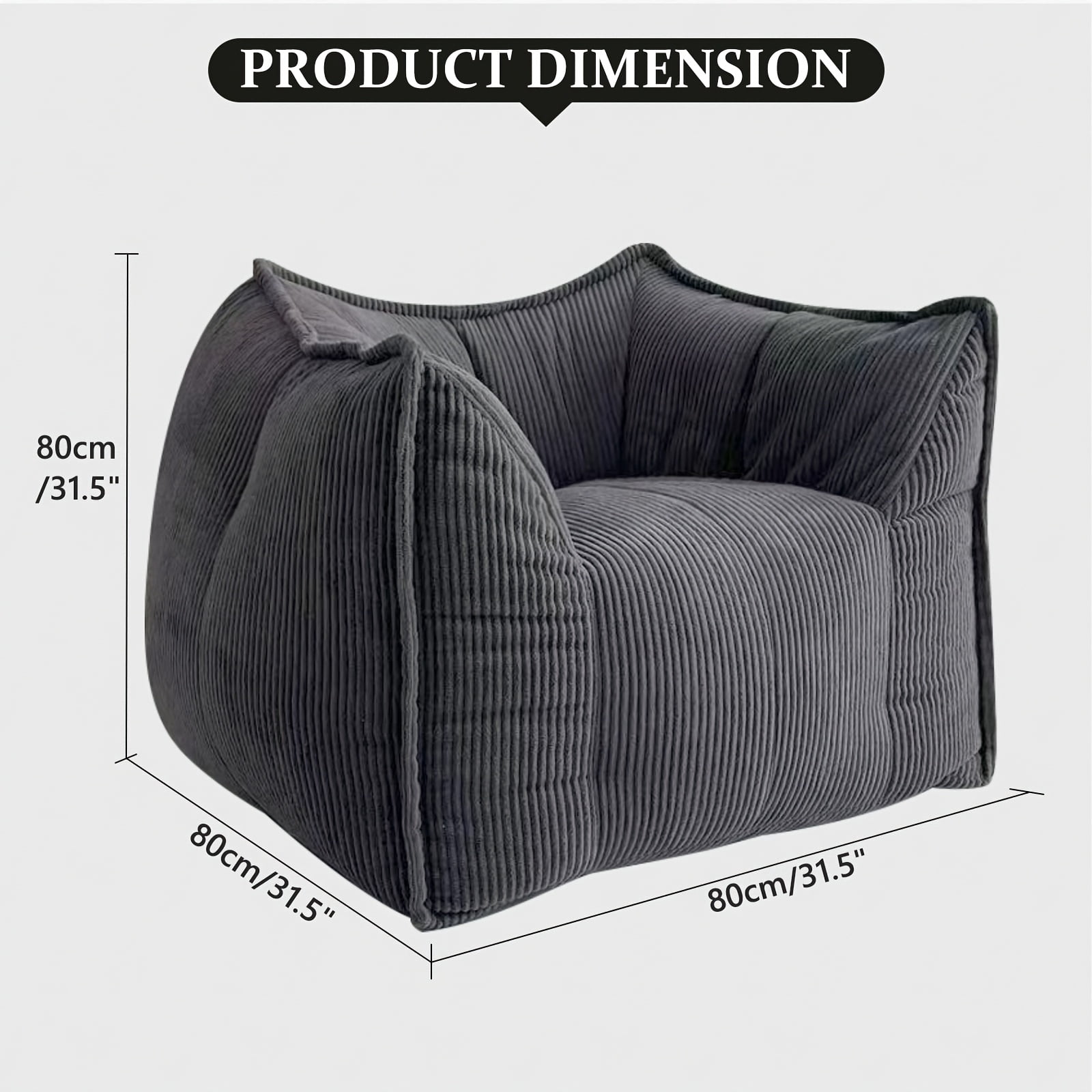 Enormous Bean Chair for Adults with Armrests | Oversized Comfy Beanbag ...