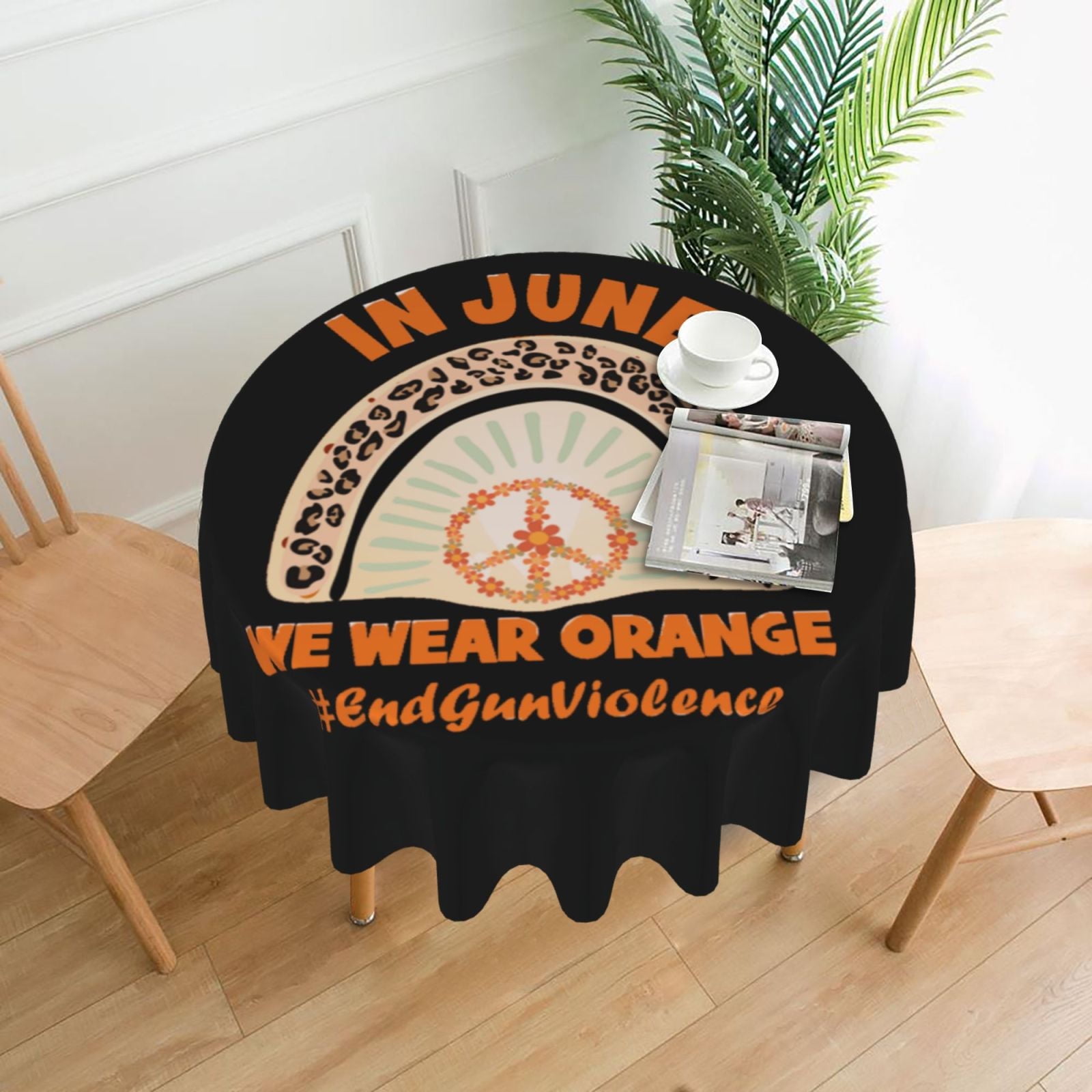 Enough End Gun Violence Orange Ribbon Tablecloths Round Tablecloth ...
