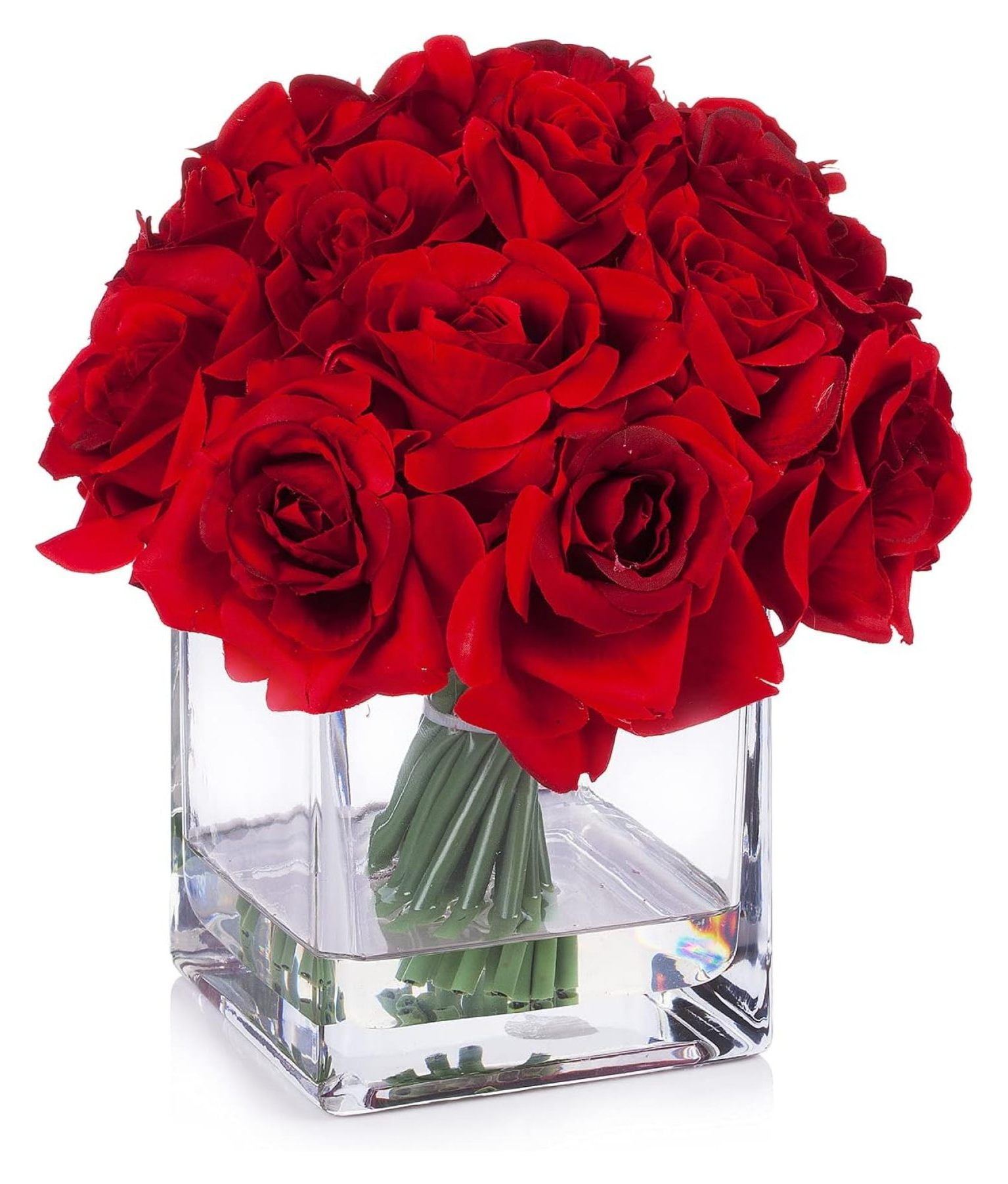 Enova Floral 18 Pieces Artificial Silk Roses Fake Flower Arrangement in ...