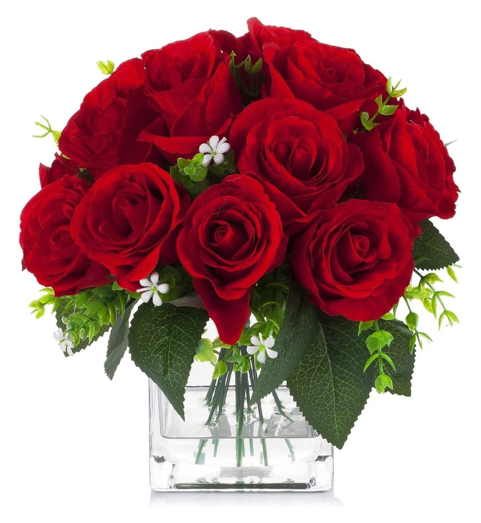 Enova Floral Artificial Flowers 18 Heads Silk Roses Flowers Arrangement ...