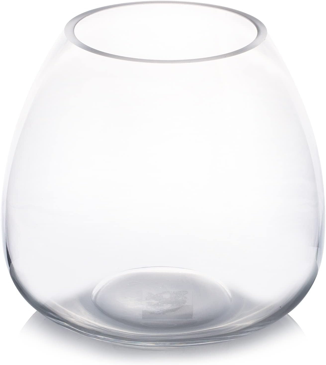 Enova Floral Clear Dome Shaped Terrarium Bowl Glass Vase, H 6.50" W 3.5" L7.5 Clear Round Fish ...