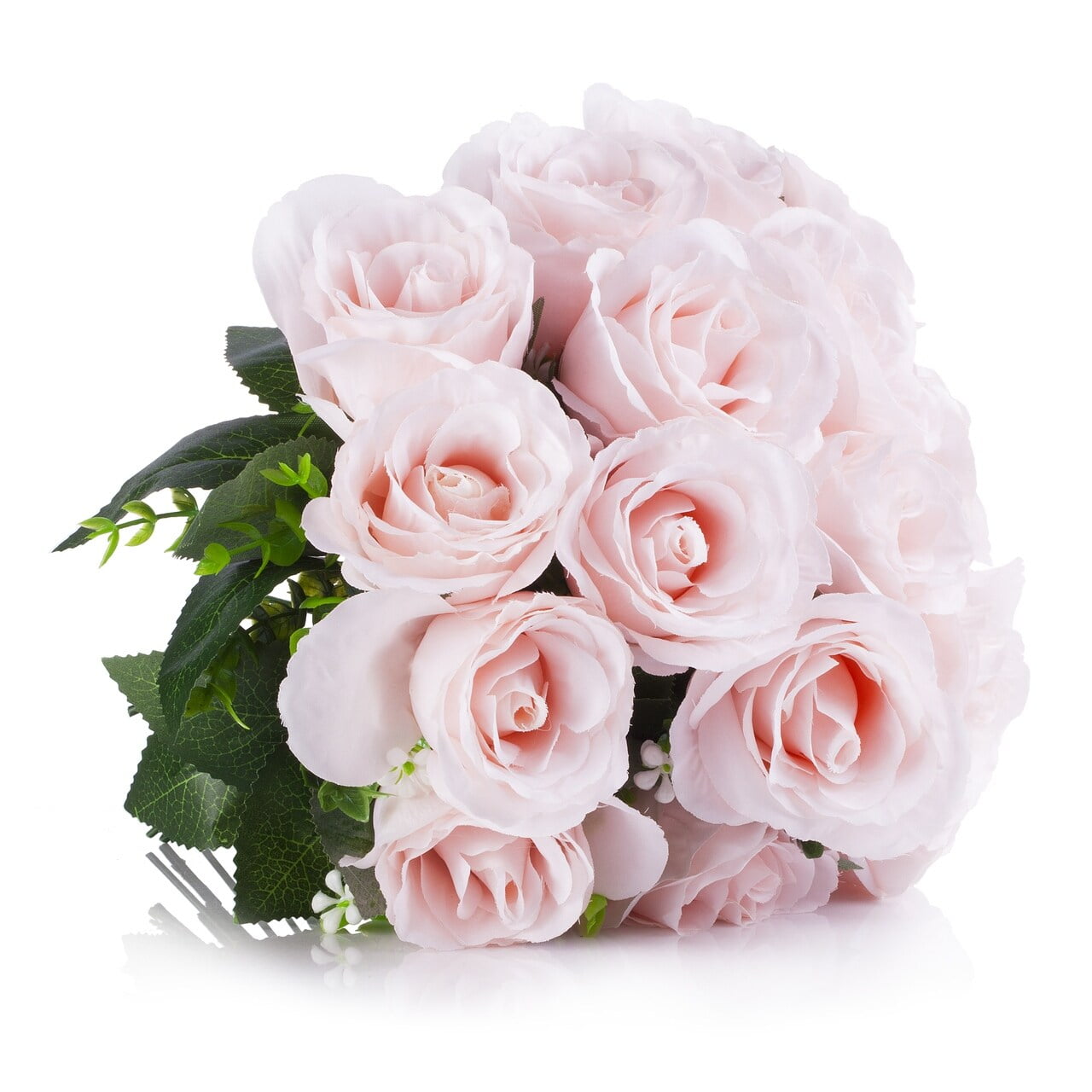 Enova Home 18 Heads Artificial Silk Open Roses Fake Flowers Bouquet for ...