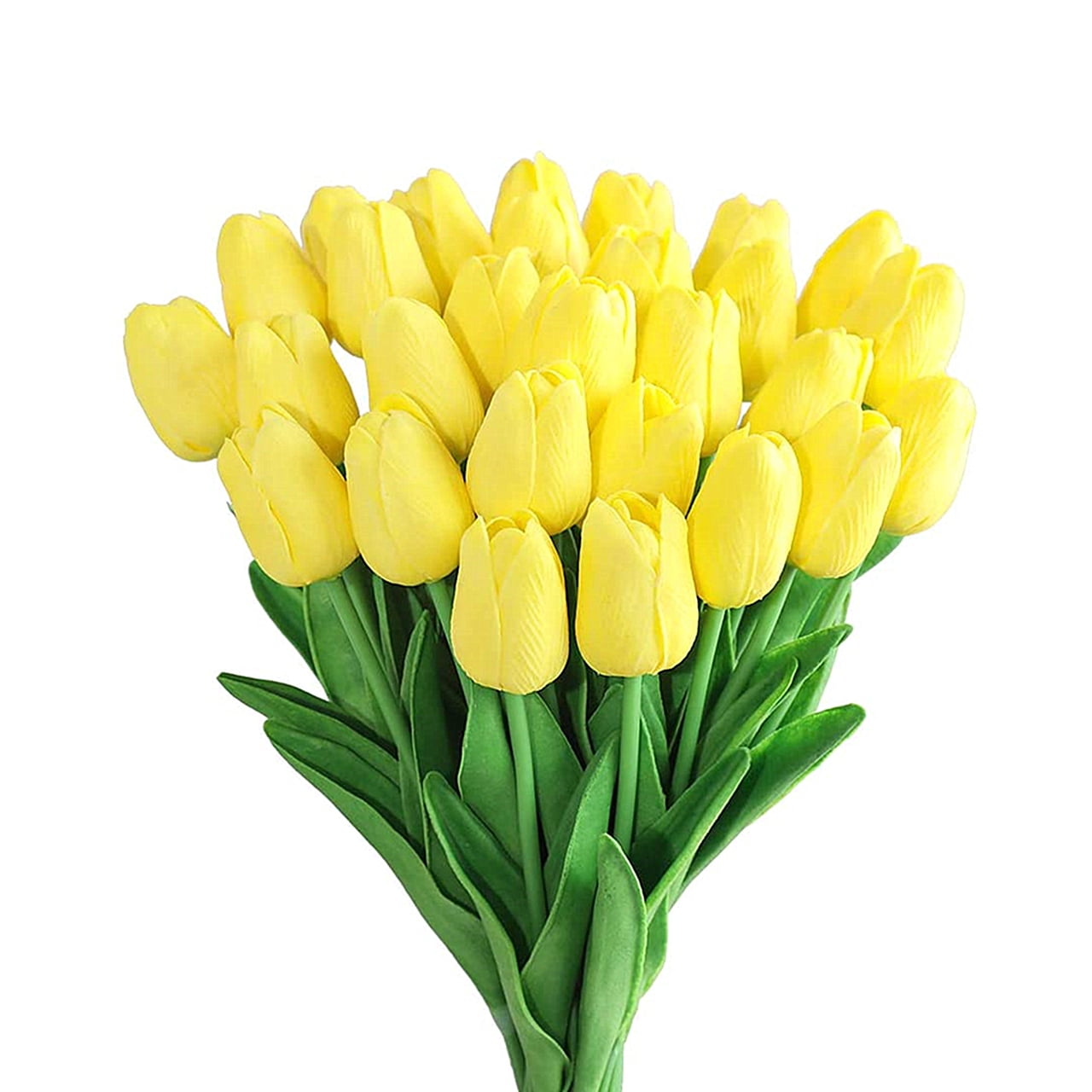 Enova Home 20 Pcs Artificial PU Real Touch Tulips Flowers Stems (Yellow ...