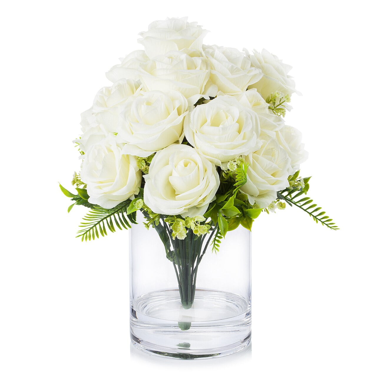 Enova Home Artificial Flowers 18 Heads Silk Roses Fake Flower in ...
