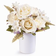 Silk Faux Rose Flower Balls - 10 Pack Royal Blue & White Artificial ...