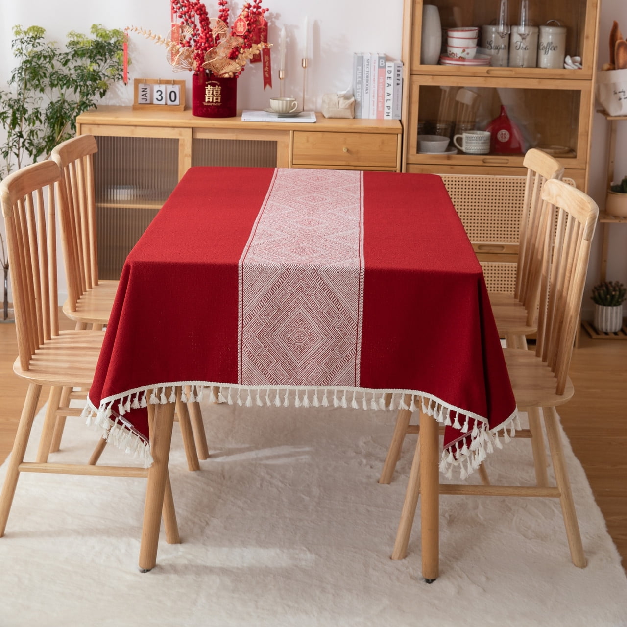 Enova Home High Quality Washable Cotton Linen tablecloths, Wrinkle ...