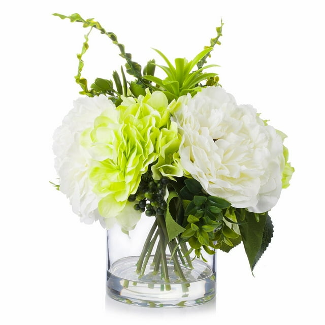 Enova Home Mixed Artificial Silk Peony and Hydrangea Fake Flowers ...
