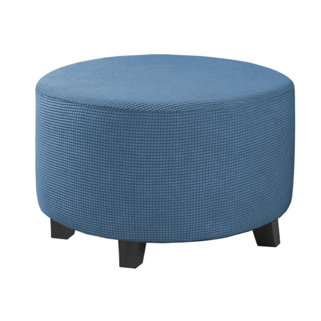 Enova Home Round Ottoman Slipcover with Elastic Bottom Denim Blue ...