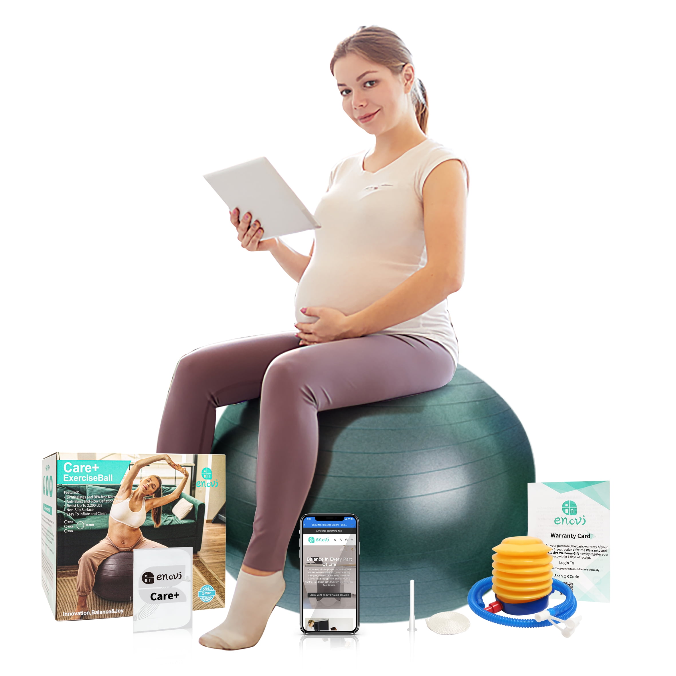 Enovi Care+ 65cm Maternity Exercise Ball for Pregnant Mothers, Fitness ...