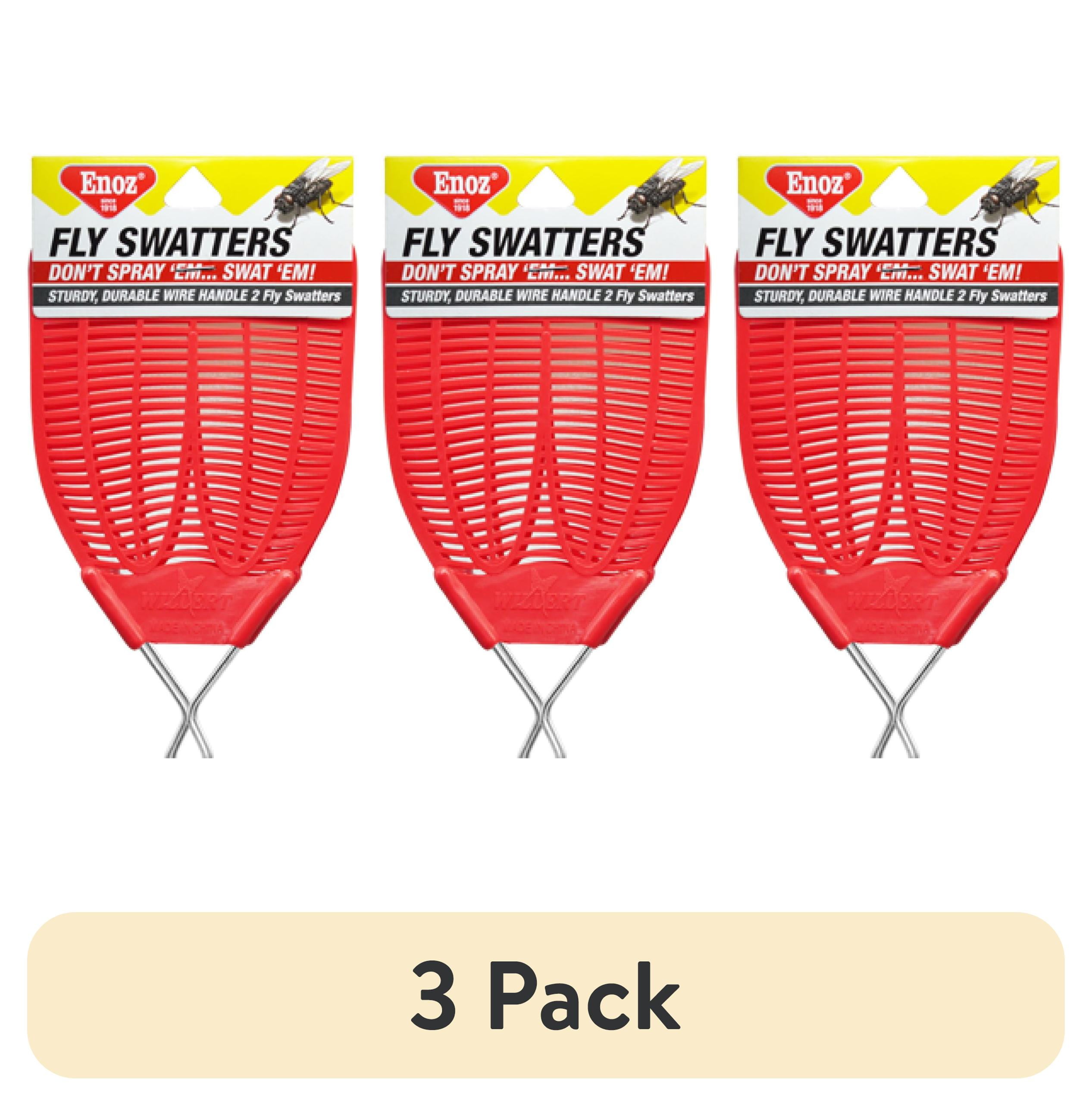 (3 pack) Enoz Fly Swatter, Wire Handled Plastic Fly Swatter, Assorted ...