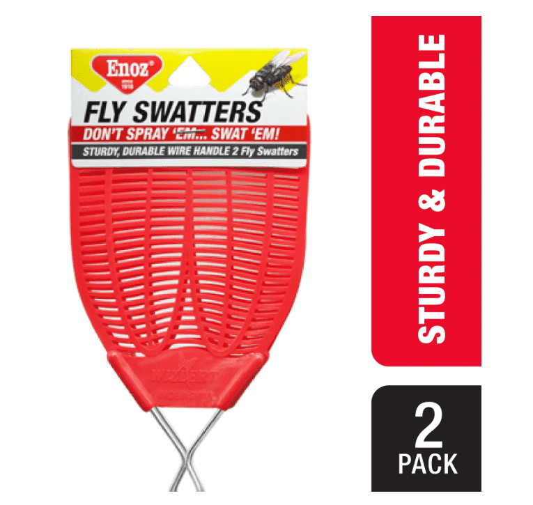 Enoz Fly Swatter, Wire Handled Plastic Fly Swatter, Assorted Colors, 2 ...