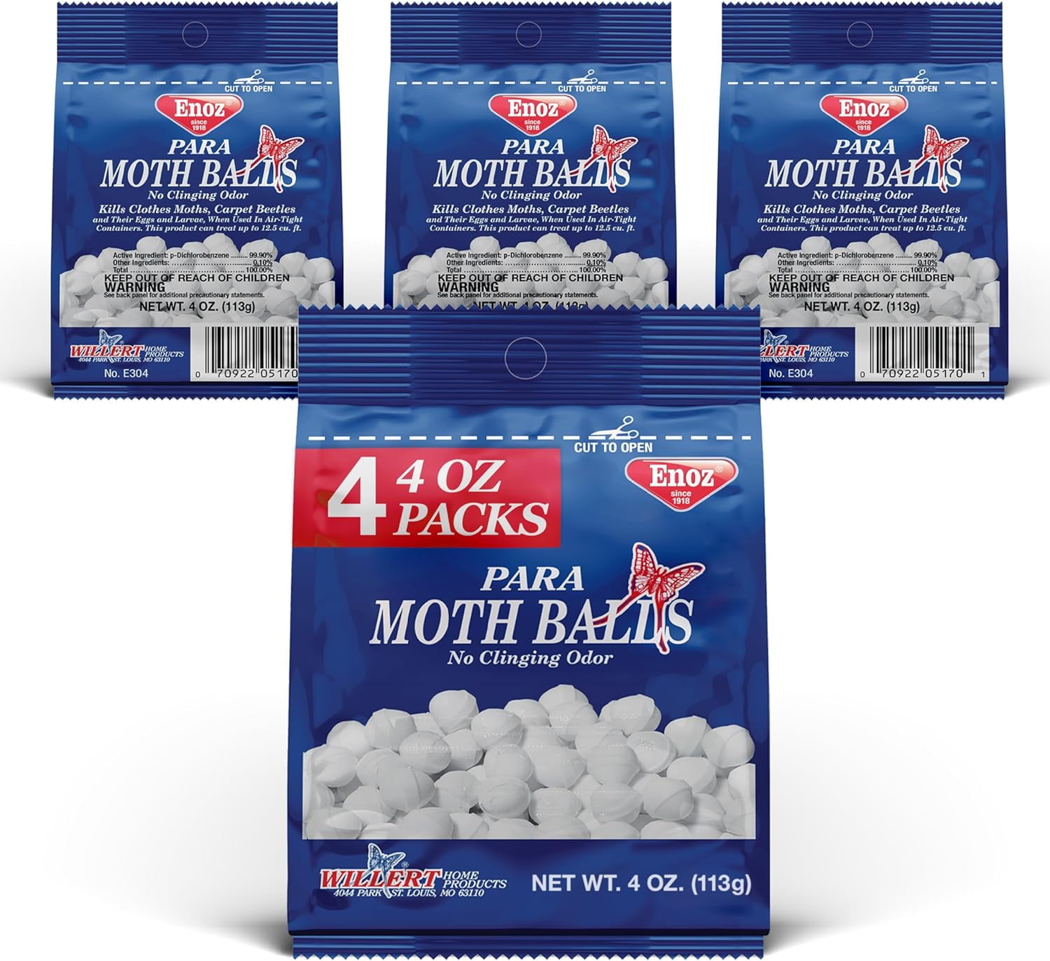 Enoz No Clinging Odor Para Moth Balls, Closet, 4 oz, 6 Count - Walmart.com