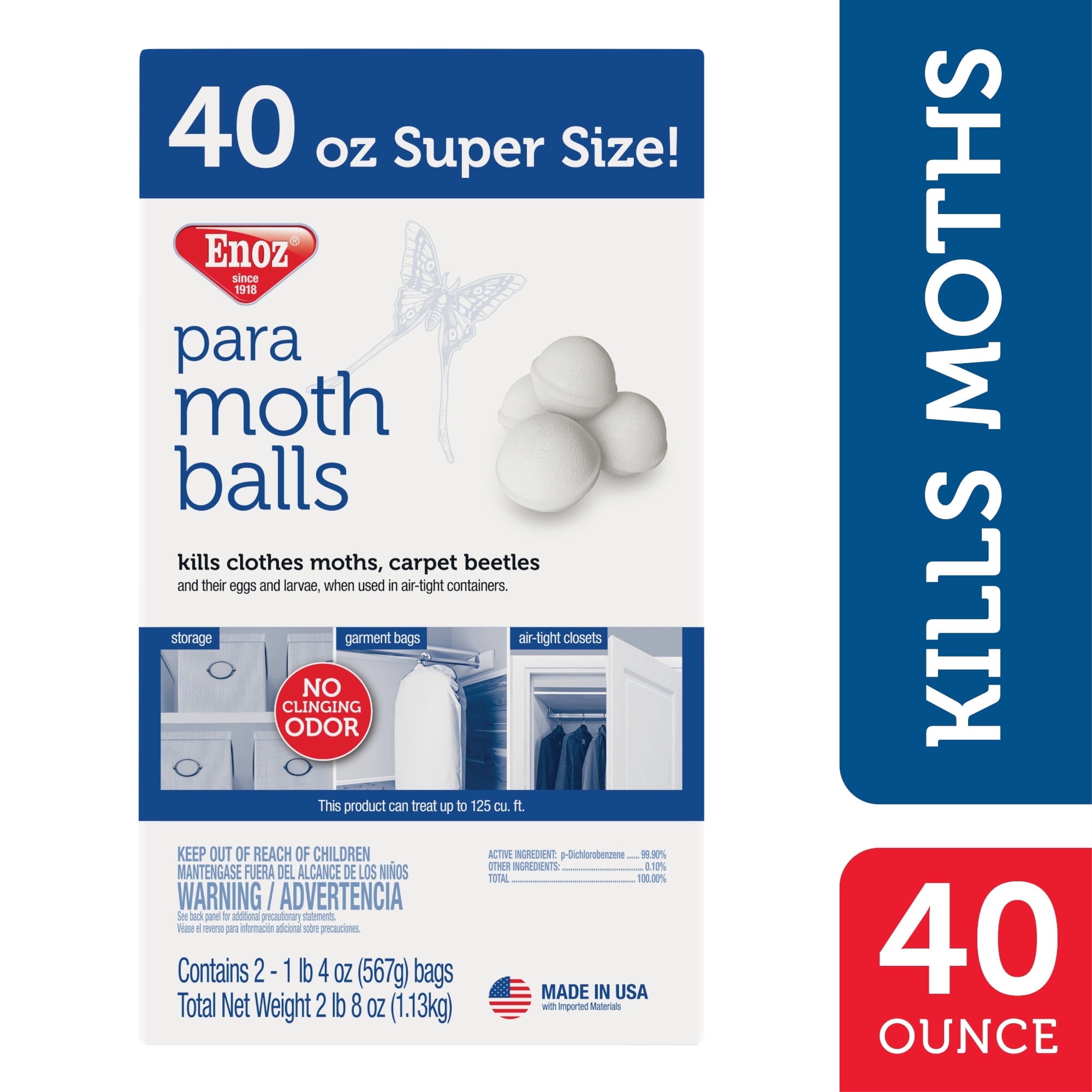 Enoz Para Moth Balls Moth Killer, Super Size Resealable Pack, 40 oz ...