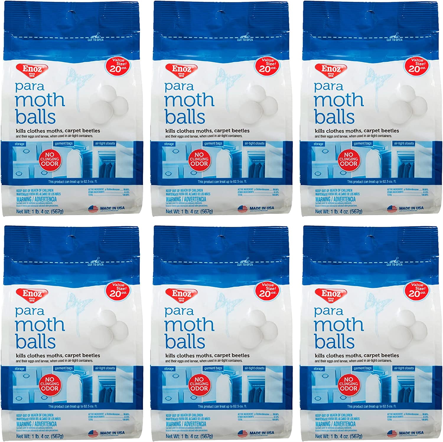 Enoz para Moth Balls with No Clinging Odor: Kills Clothes Moths, Carpet ...