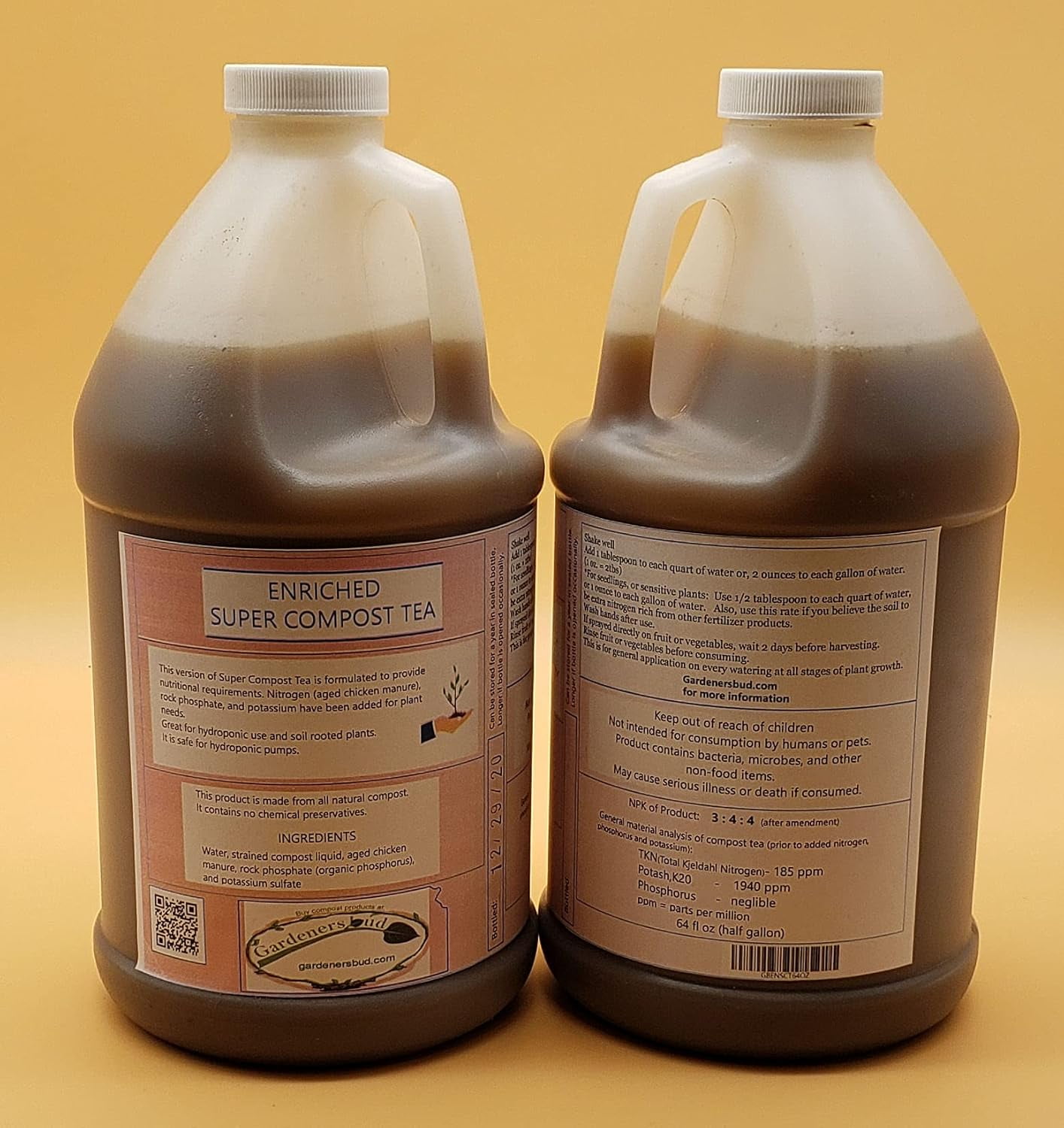 Enriched Super Compost Tea (Gallon (128 oz in Two Half Gallon Bottles ...