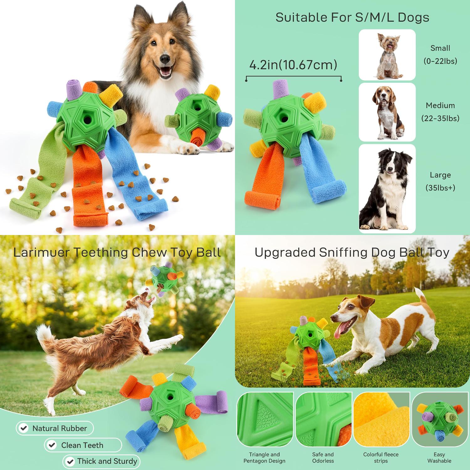 Enriching durable and versatile snuffle ball chew toy for stimulating ...