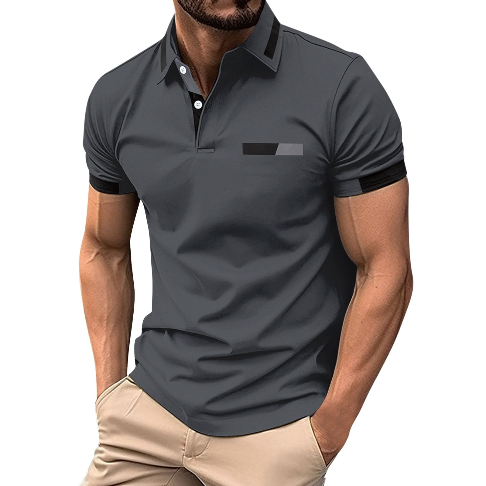 Enridrech Casual Stylish Tee for Men Fashion Solid Color Tees Shirt ...