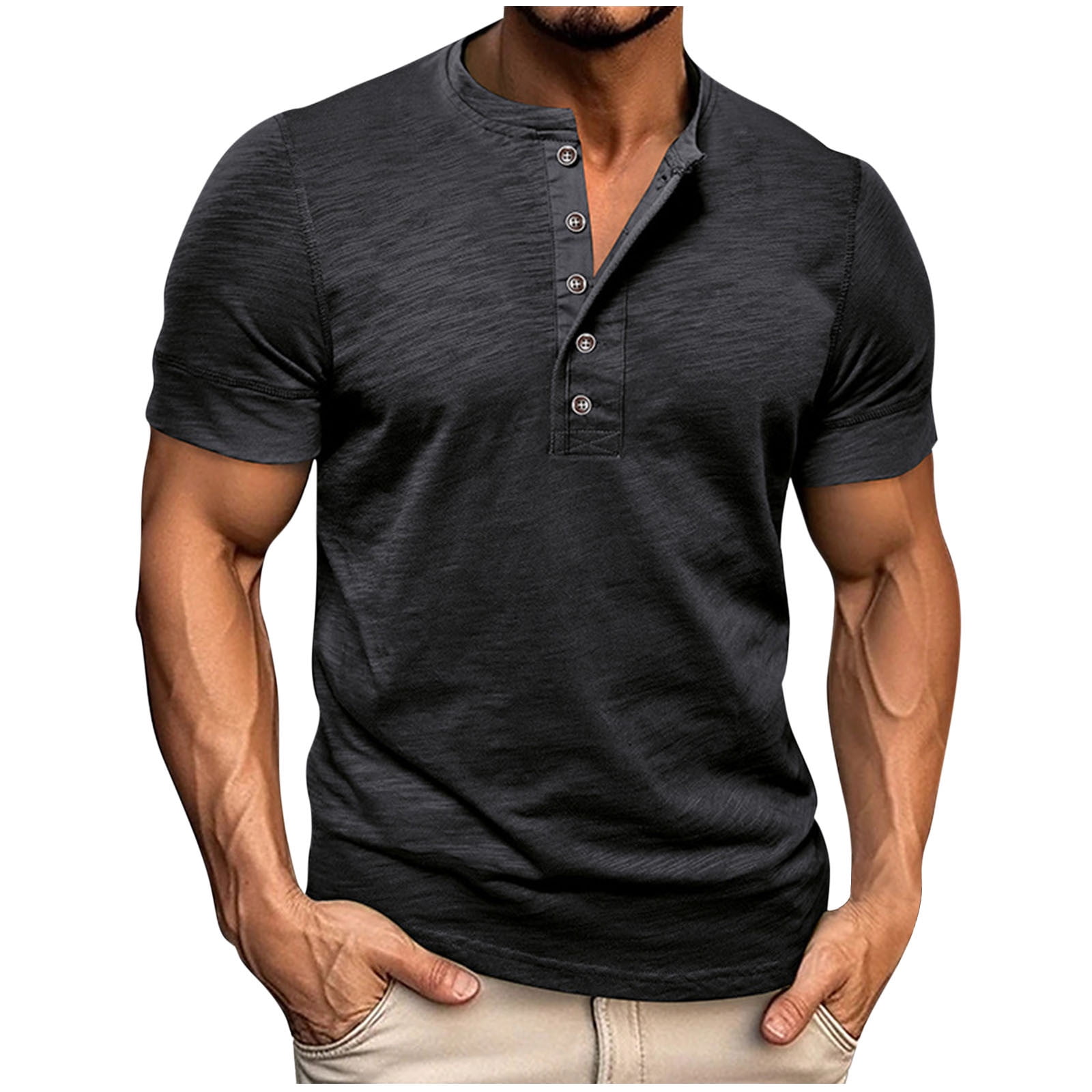 Enridrech Men's Casual Stylish Tee Solid Color Short Sleeve T Shirt ...