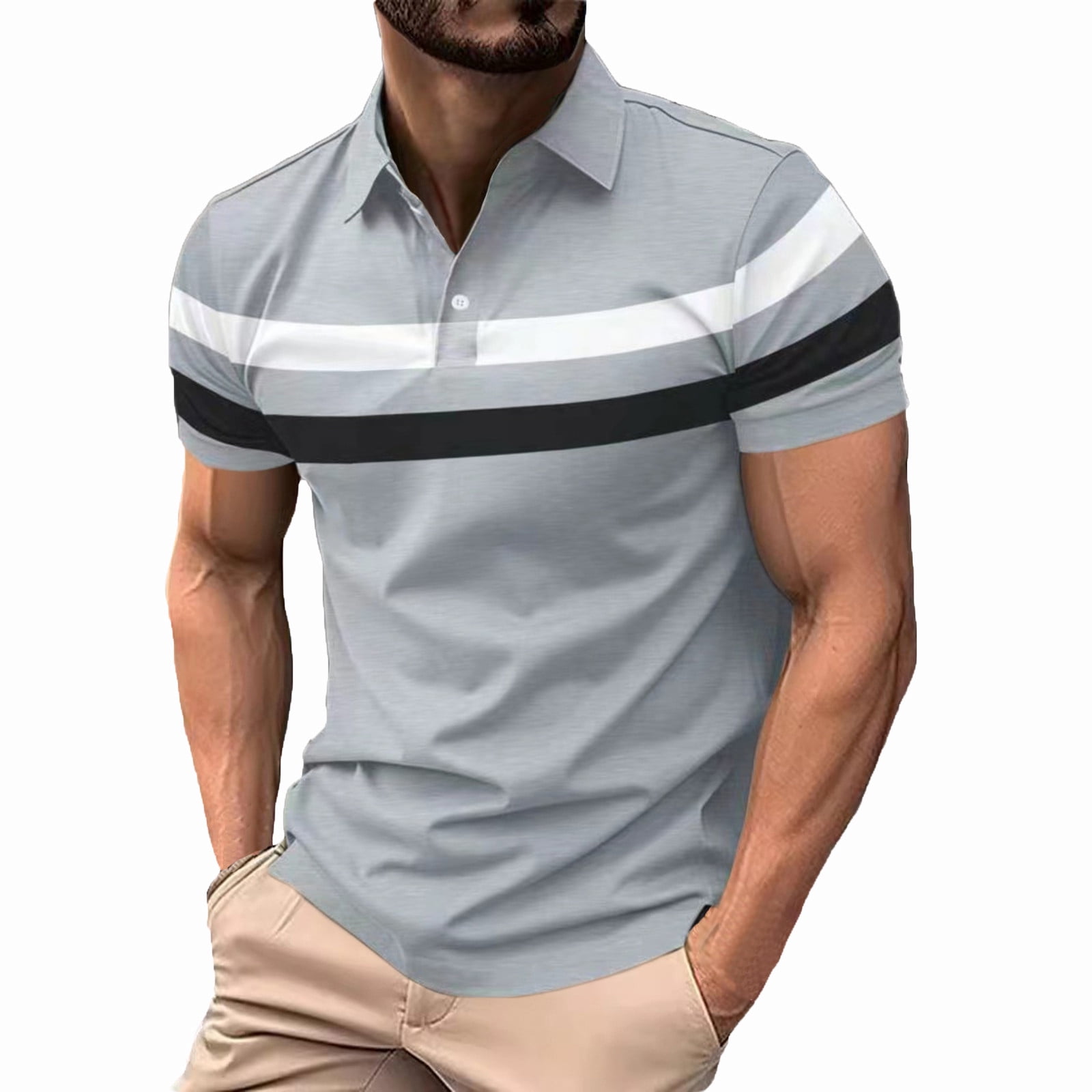 Enridrech Men's Collared Tee Shirts Casual Fashion Color Block Shirt ...