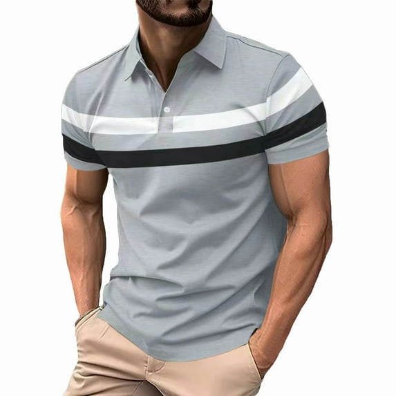 Enridrech Men's Collared Tee Shirts Casual Fashion Color Block Shirt ...