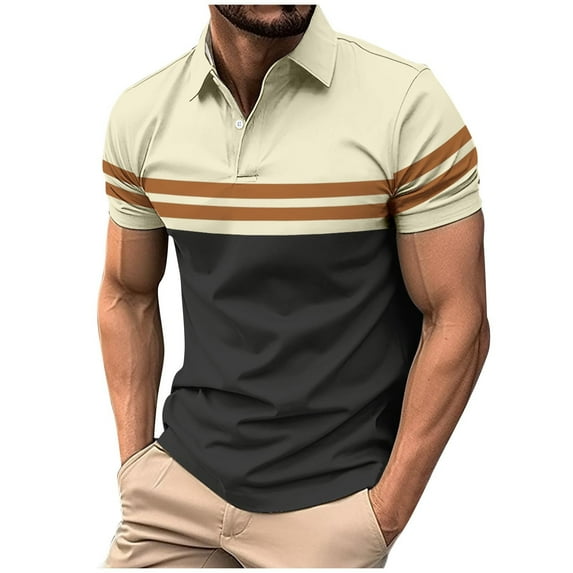 Enridrech Men's Collared Tee Shirts Casual Fashion Color Block Shirt ...