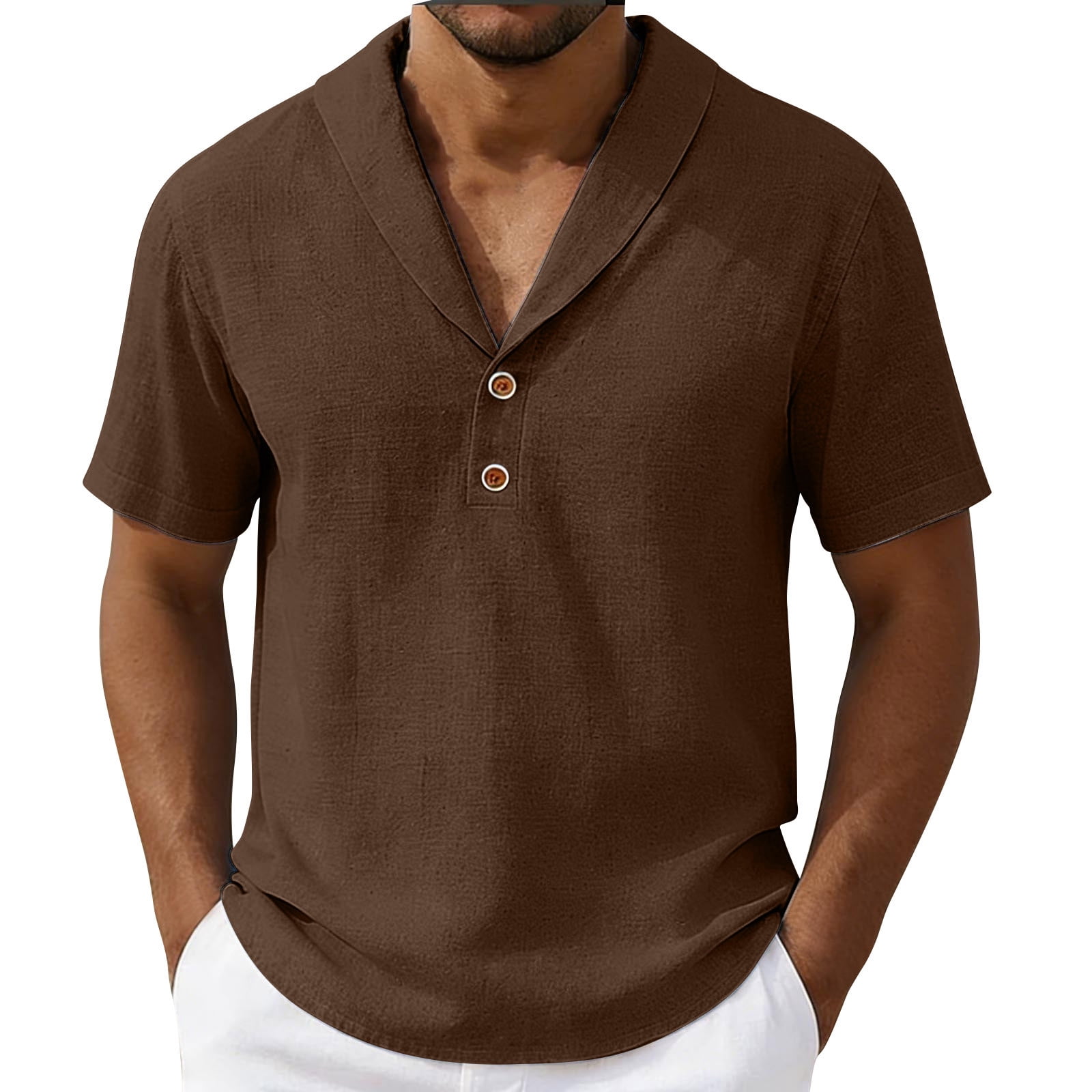 Enridrech Men's Fashion Collared Shirt Short Sleeve Tops with Button ...